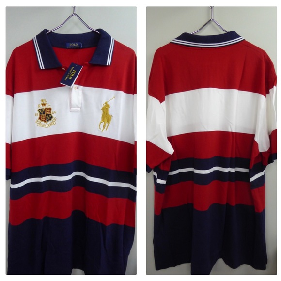 Polo Ralph Lauren | Shirts | Polo Ralph Lauren Big Pony Colorblocked Stripe Crest Rugby Big Tall ...